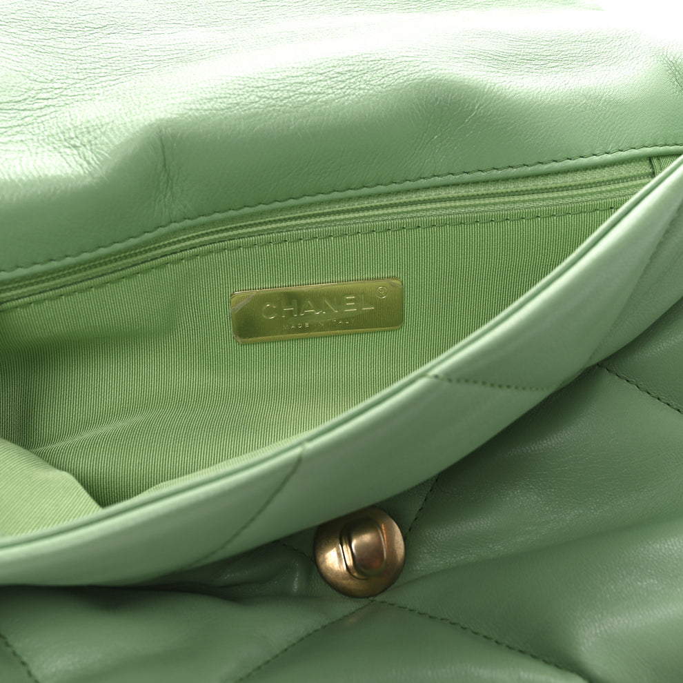Chanel Goatskin Quilted Medium Chanel 19 Flap Light Green 1714177 ...