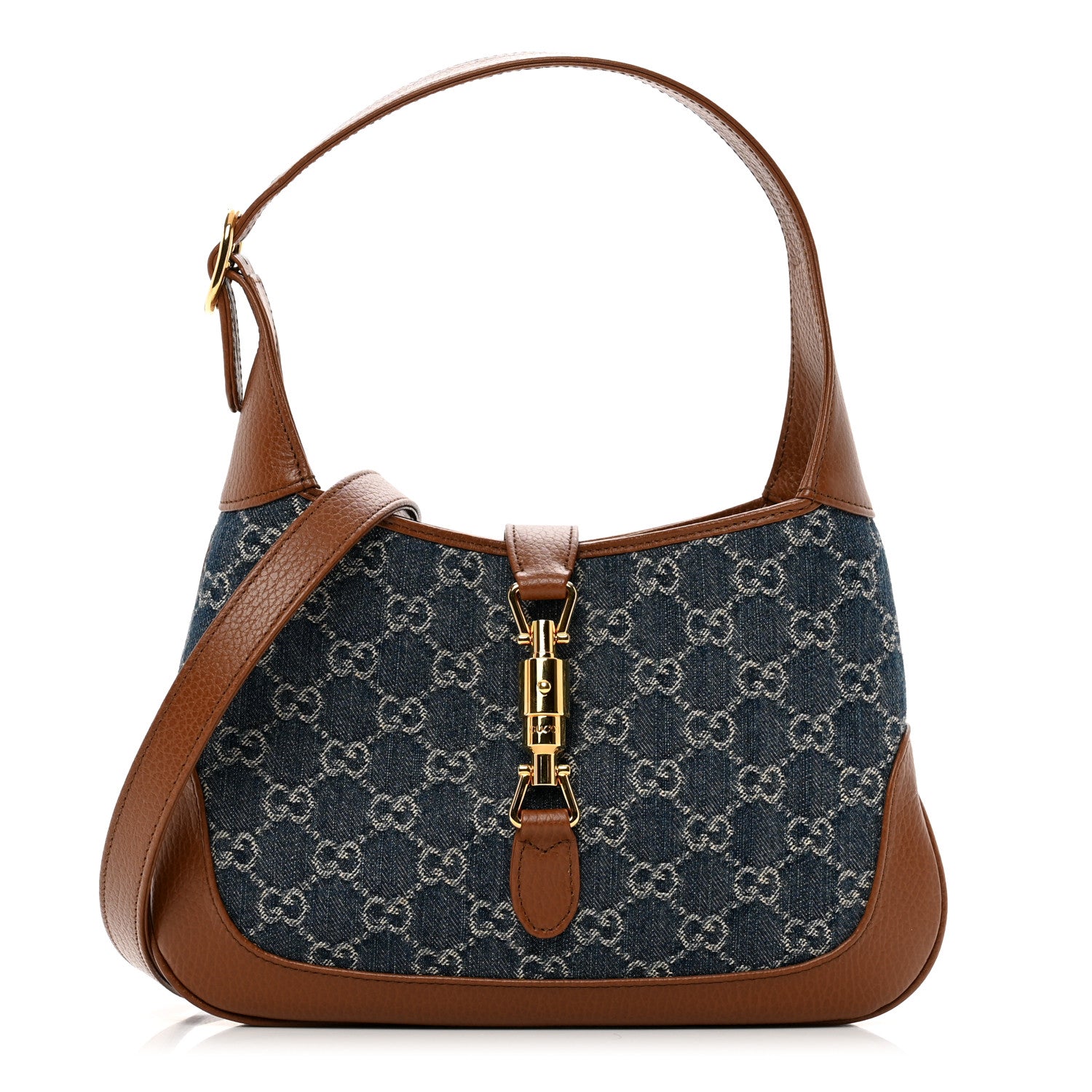 Gucci New Denim GG Monogram Calfskin Small Jackie 1961 Hobo Blue Tea ...