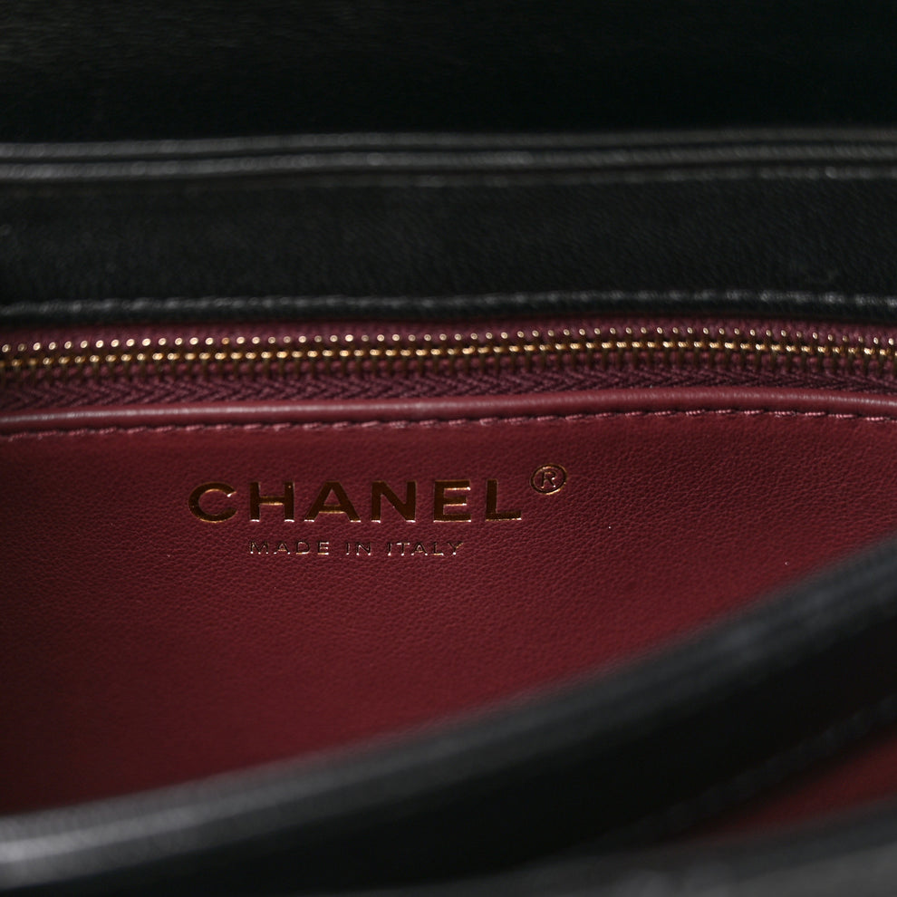 Chanel Lambskin Quilted Mini Trendy CC Dual Handle Flap Bag Black ...