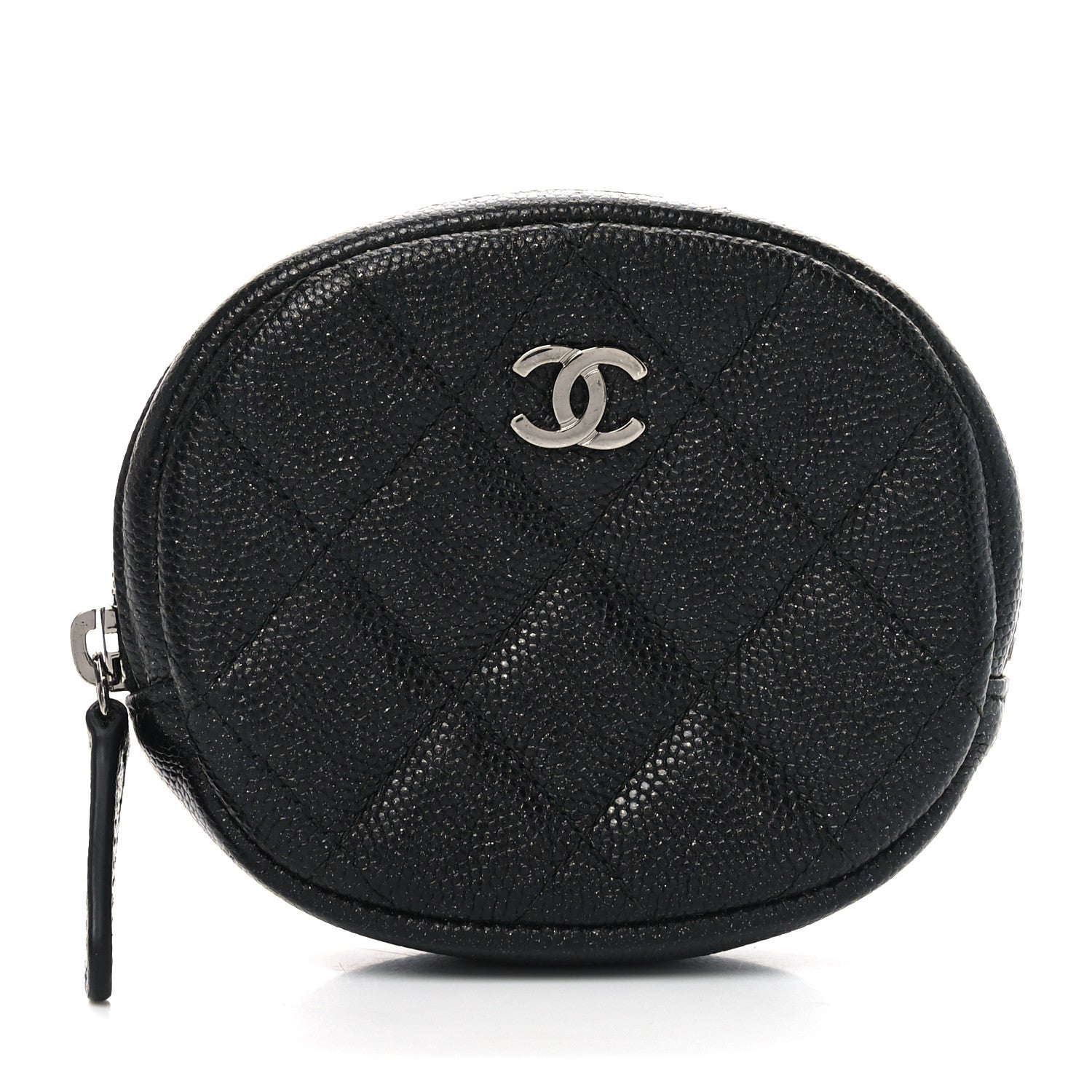 Chanel Metallic Caviar Quilted Zip Around Classic Coin Purse Black ...