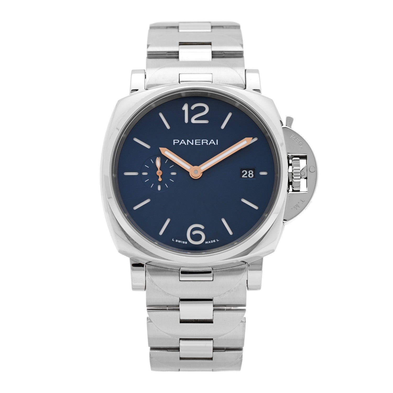 Panerai Stainless Steel 42mm Luminor Due Automatic Watch Blue PAM01124 ...