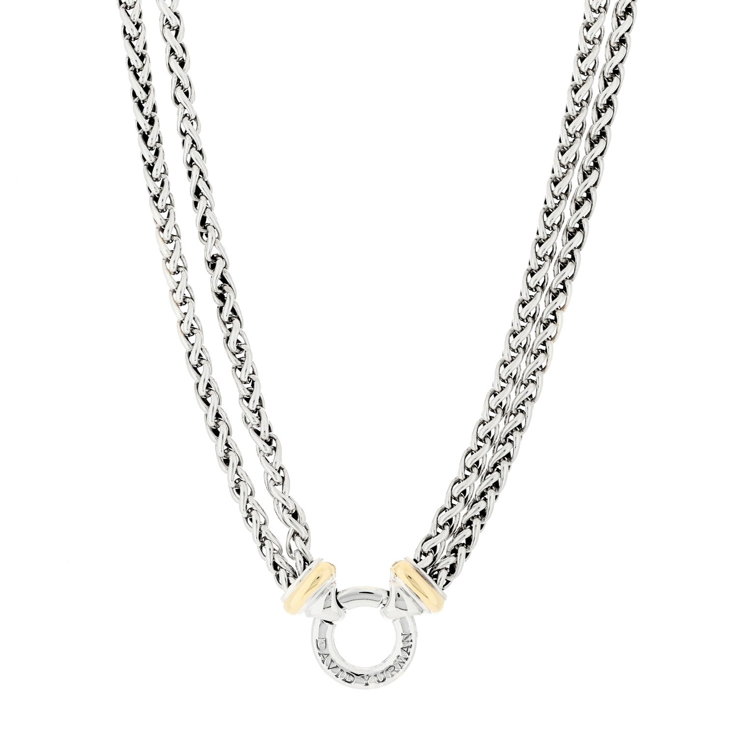 David Yurman Sterling Silver 18K Yellow Gold 8mm Double Wheat Chain ...
