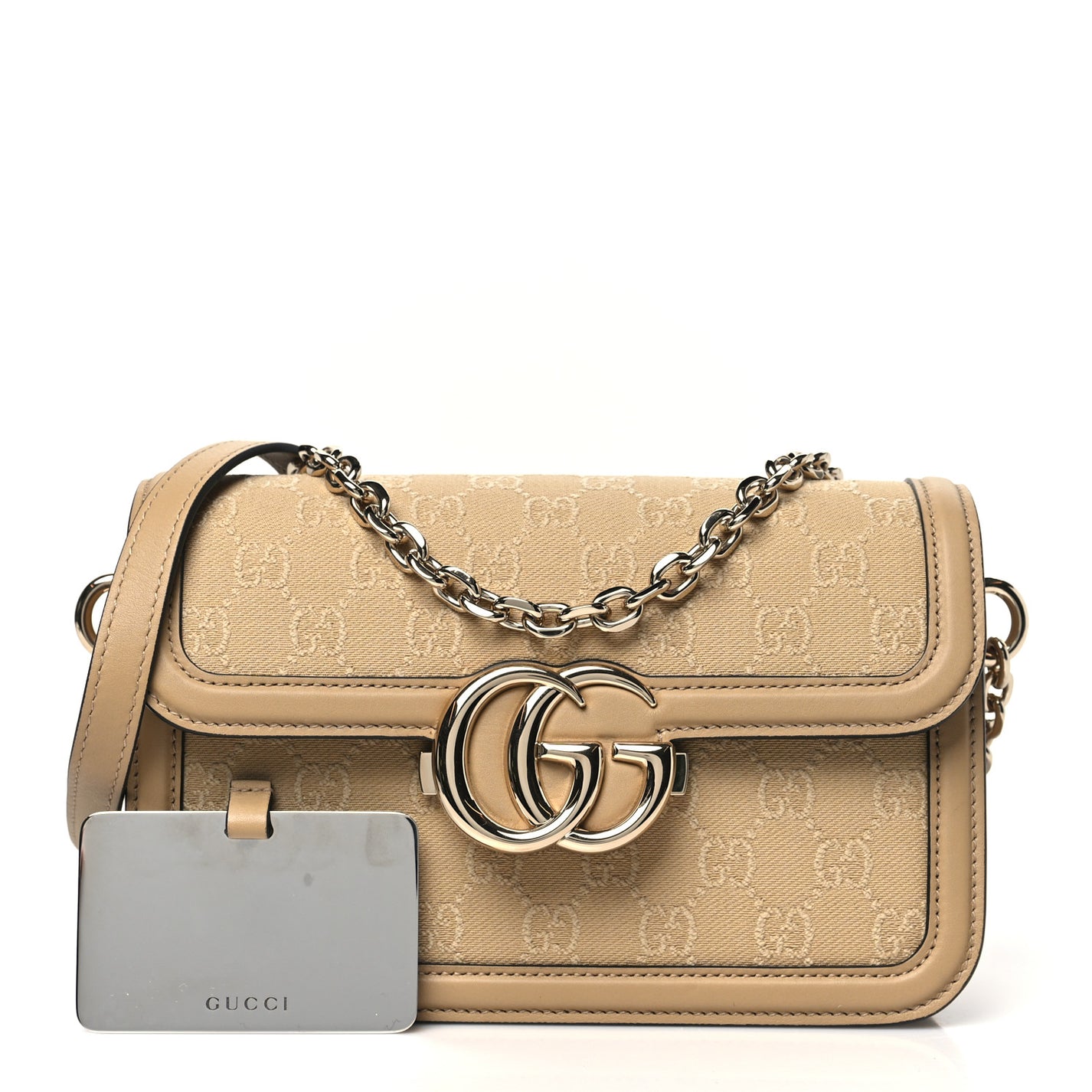 Gucci Monogram Small Gucci Go Shoulder Bag Beige 1685131 – FASHIONPHILE