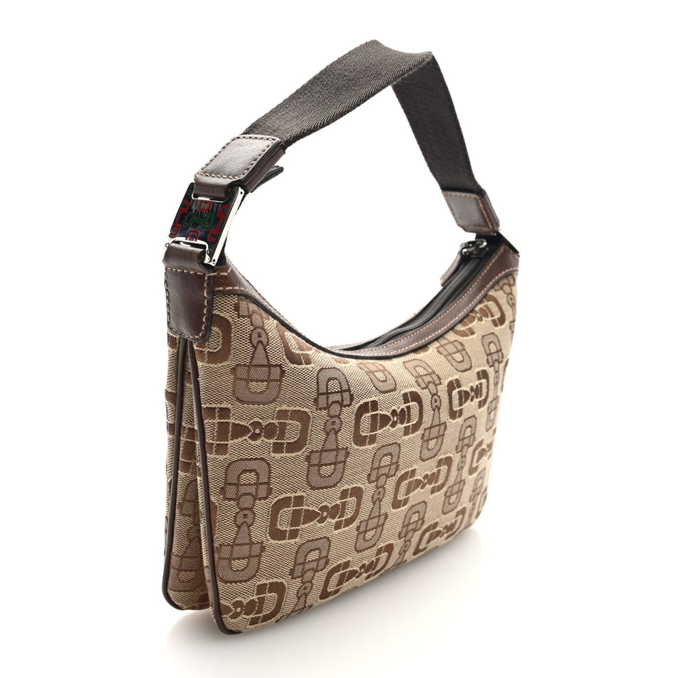 Gucci Canvas Horsebit Print Medium Pop Hobo Dark Brown 1777617 ...