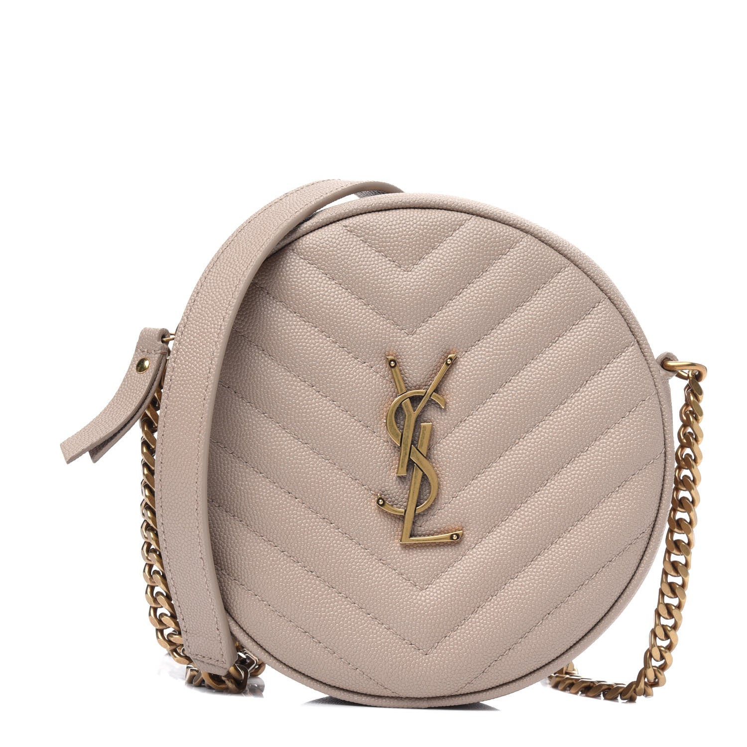 Saint Laurent Grain De Poudre Matelasse Chevron Quilted Round Vinyle ...