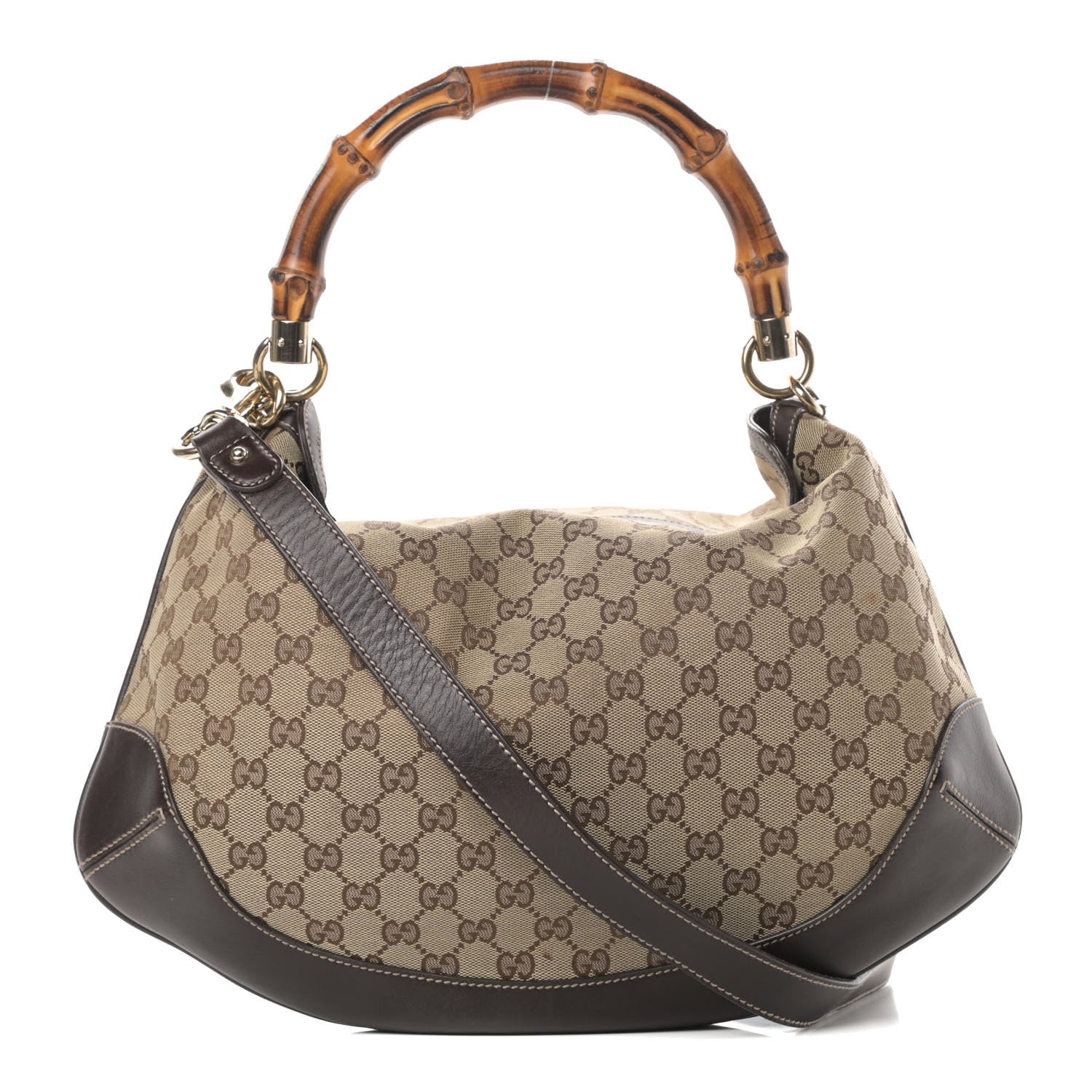 Gucci Monogram Medium Peggy Bamboo Top Handle Bag Dark Brown 744889 ...