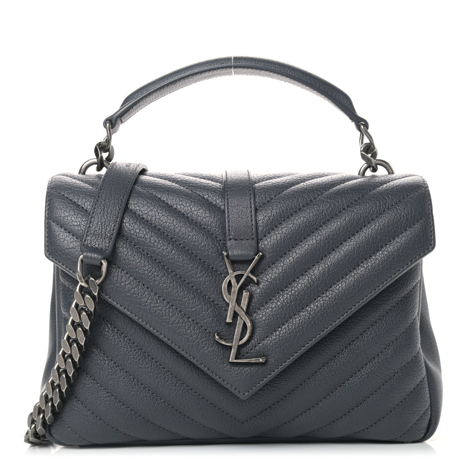 Saint Laurent Sheepskin Matelasse Chevron Monogram Medium College Bag ...