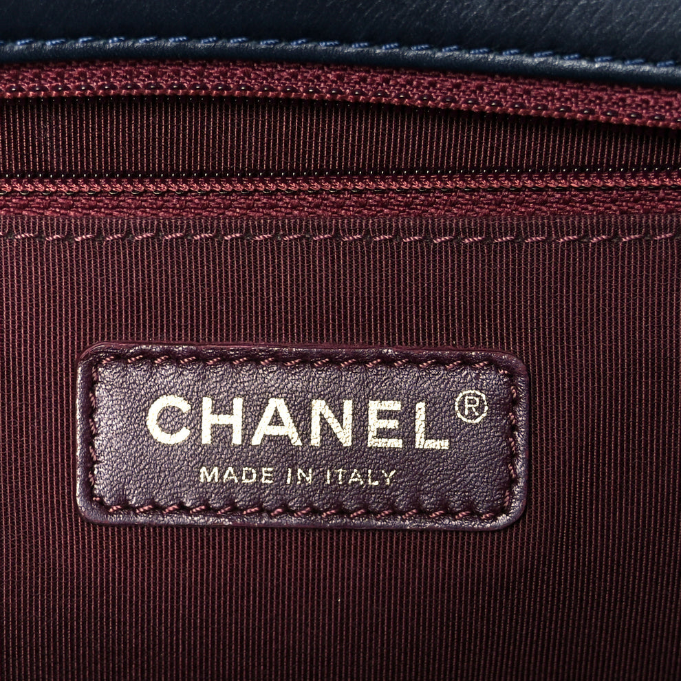 Chanel Glazed Calfskin Quilted Medium Gold Bar Top Handle Flap Black ...