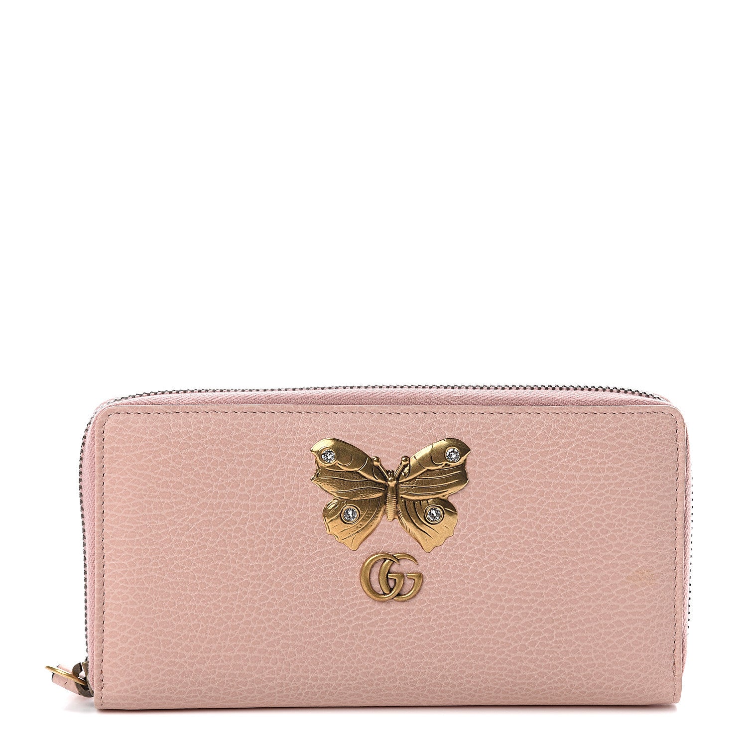 Gucci Calfskin Butterfly Farfalla Zip Around Wallet Perfect Pink 560498 ...