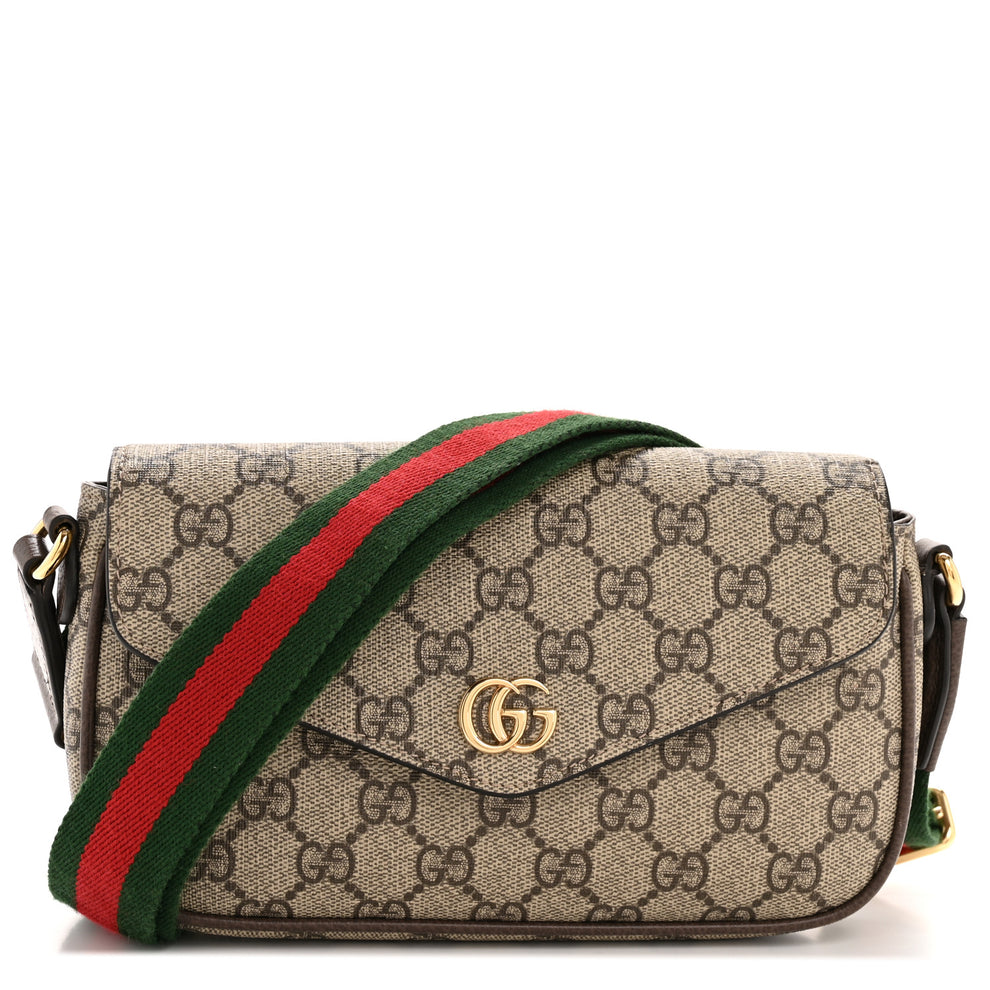 Gucci GG Supreme Monogram Textured Dollar Calfskin Web Mini Ophidia ...