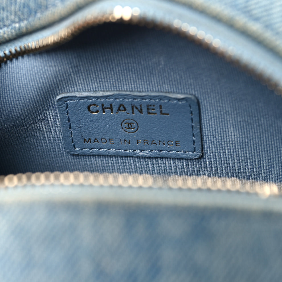 Chanel Denim Printed Chain Clutch Dark Blue 1904496 – FASHIONPHILE