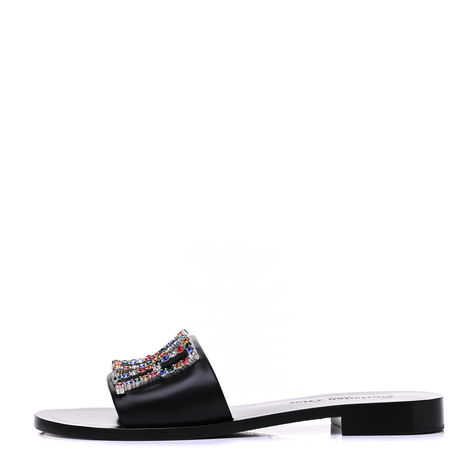Christian Dior Calfskin Crystal Dio(r)evolution Slide Sandals 38 Black ...