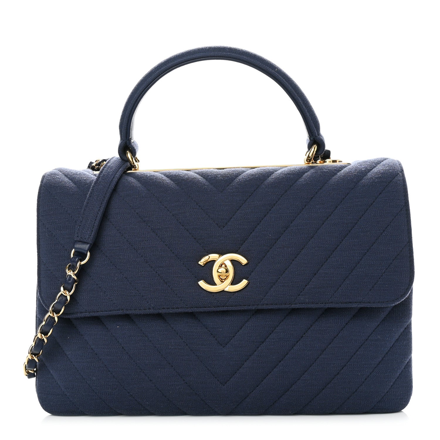Chanel Jersey Chevron Quilted Medium Trendy CC Dual Handle Flap Bag ...