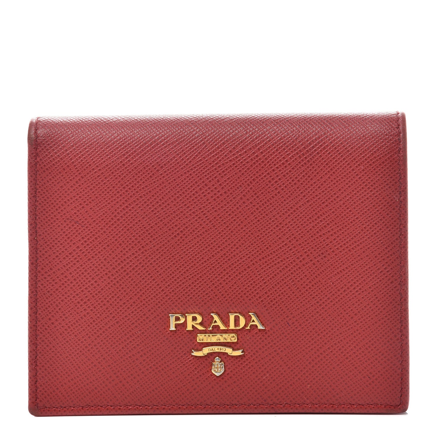 Prada Saffiano Metal Compact Snap Bi-Fold Wallet Fuoco 757424 ...
