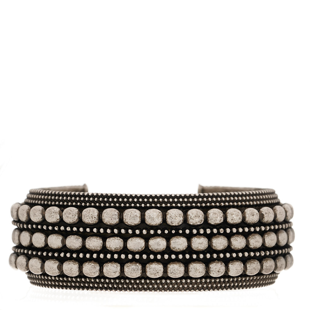 Saint Laurent Brass Marrakech Motif Bracelet Silver 1120592 – FASHIONPHILE