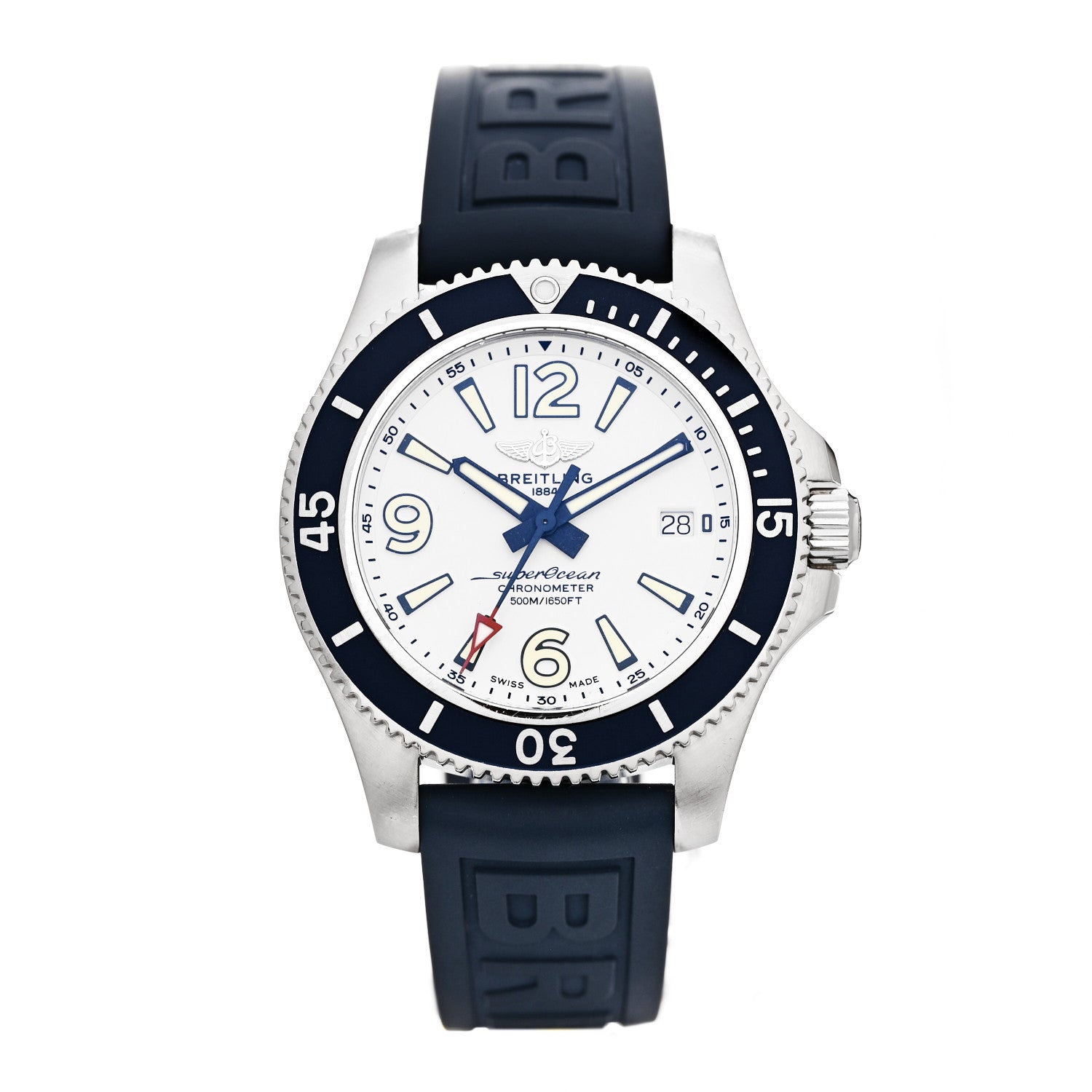Breitling Stainless Steel Rubber 42mm Superocean Automatic Watch Blue ...