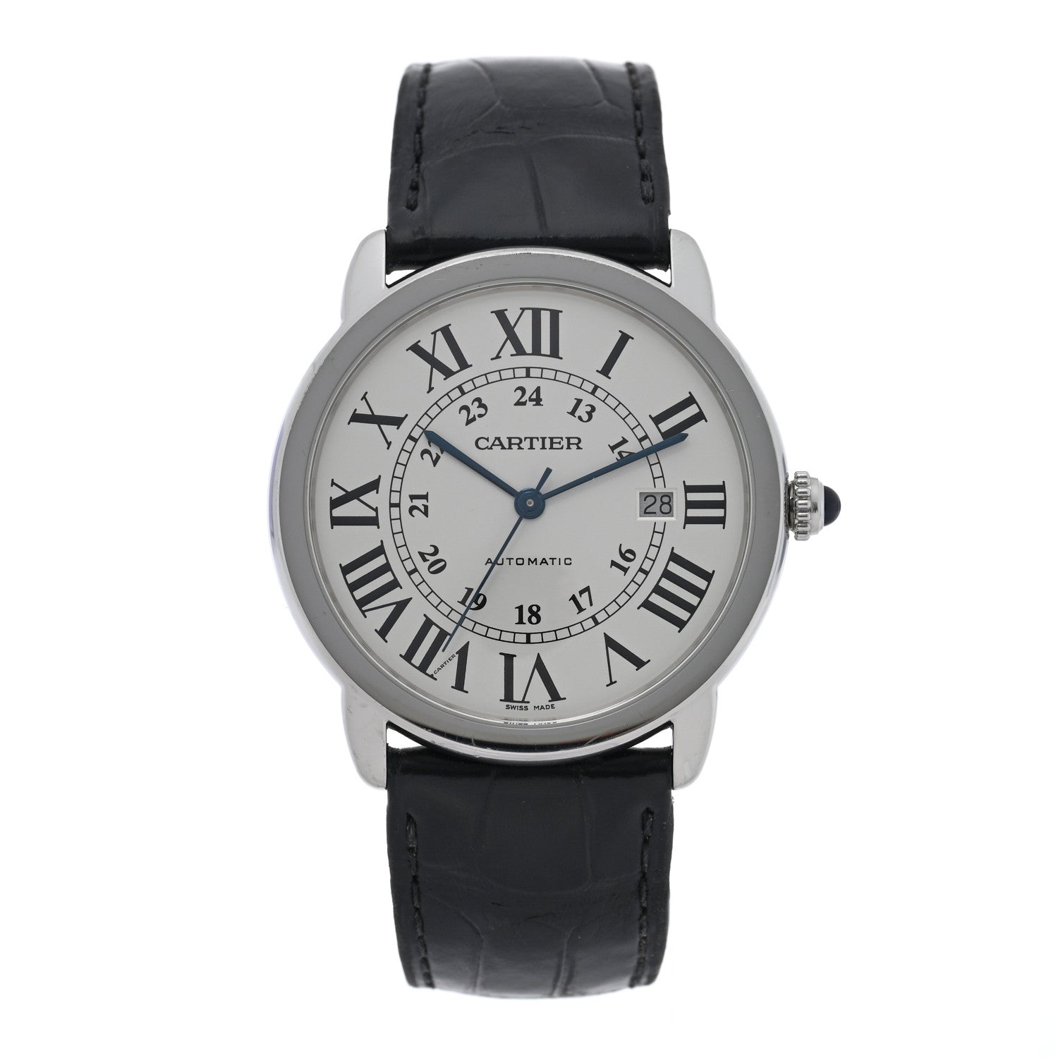 Cartier Stainless Steel Alligator 42mm Ronde Solo Automatic Watch ...