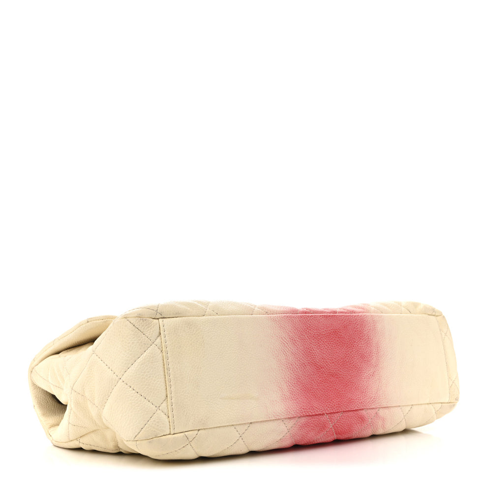 Chanel Caviar Quilted Ombre Jumbo Single Flap White Rose Pink 1775157 ...