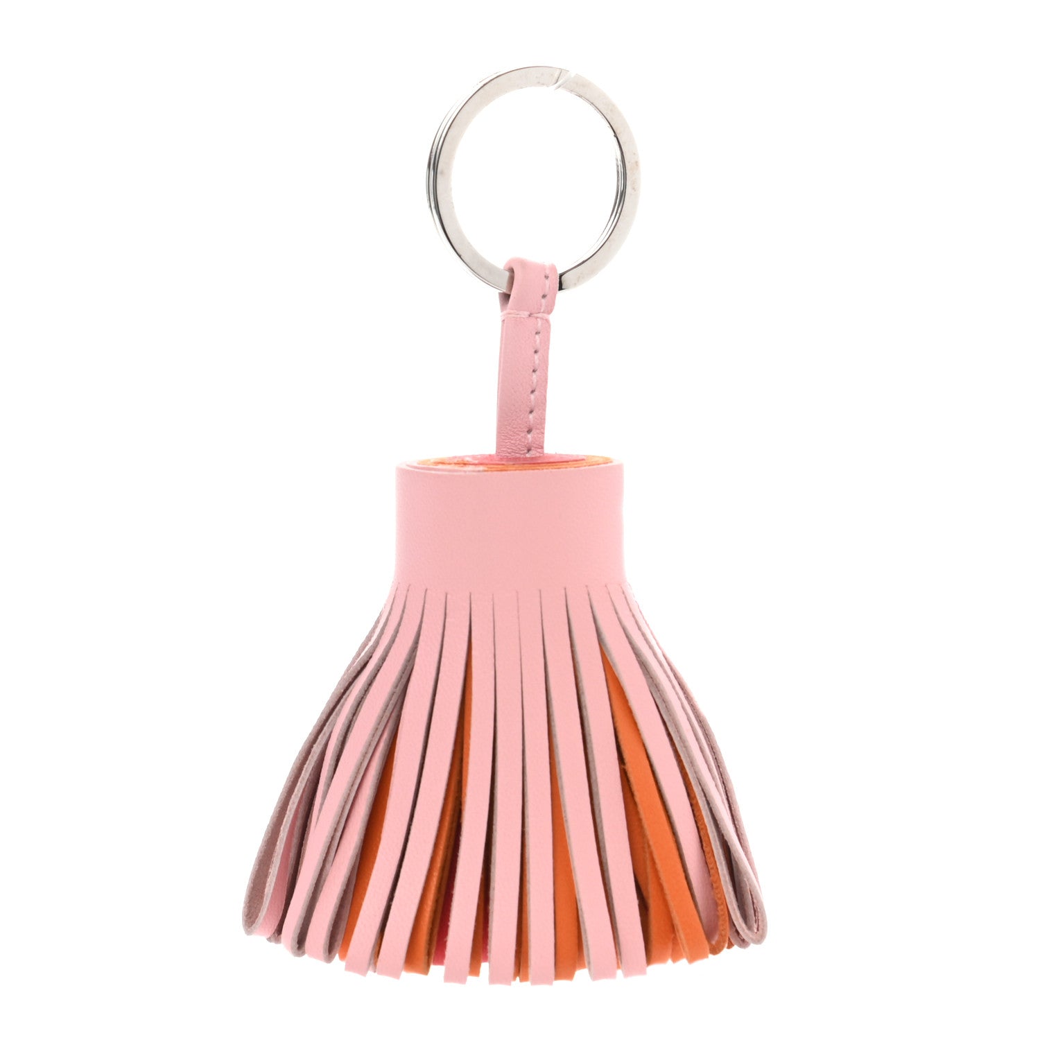 Hermes Lambskin Tri-Color Carmen Tassel Key Holder Rose Sakura Orange ...