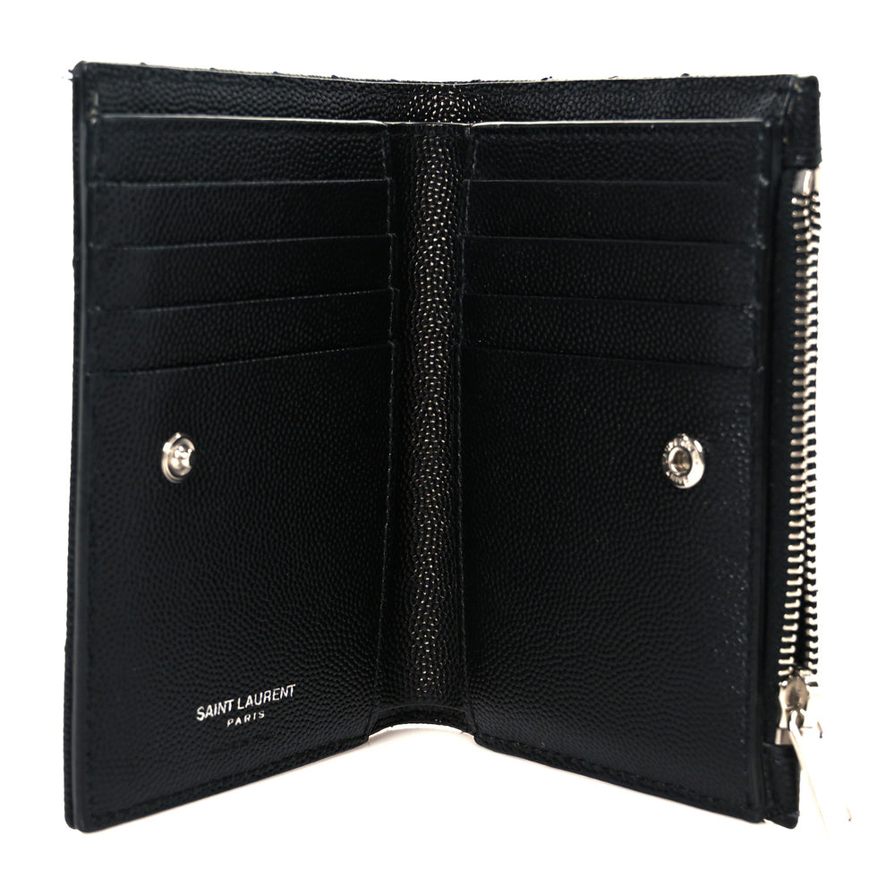 Saint Laurent Grain De Poudre Matelasse Chevron Monogram Zipped Two ...