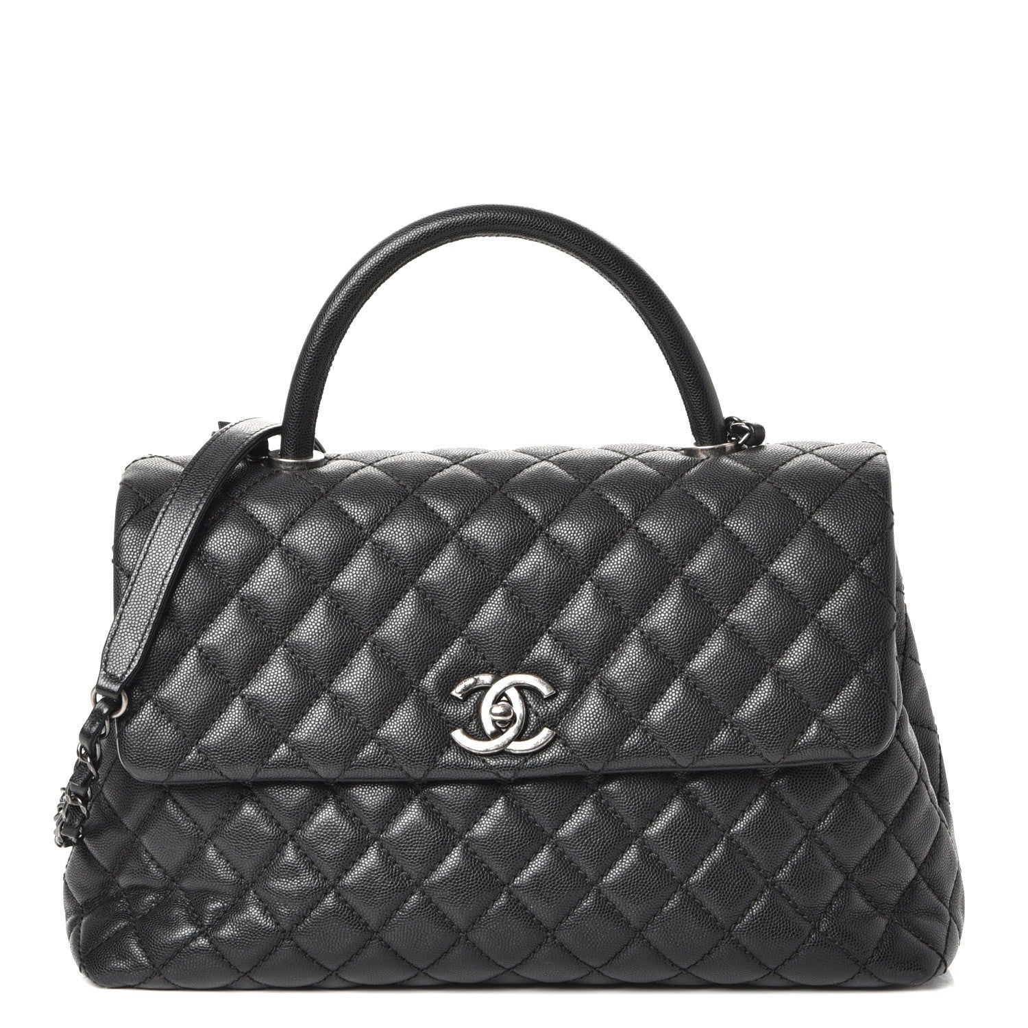 Chanel Caviar Quilted Medium Coco Handle Flap Black 238884 – FASHIONPHILE