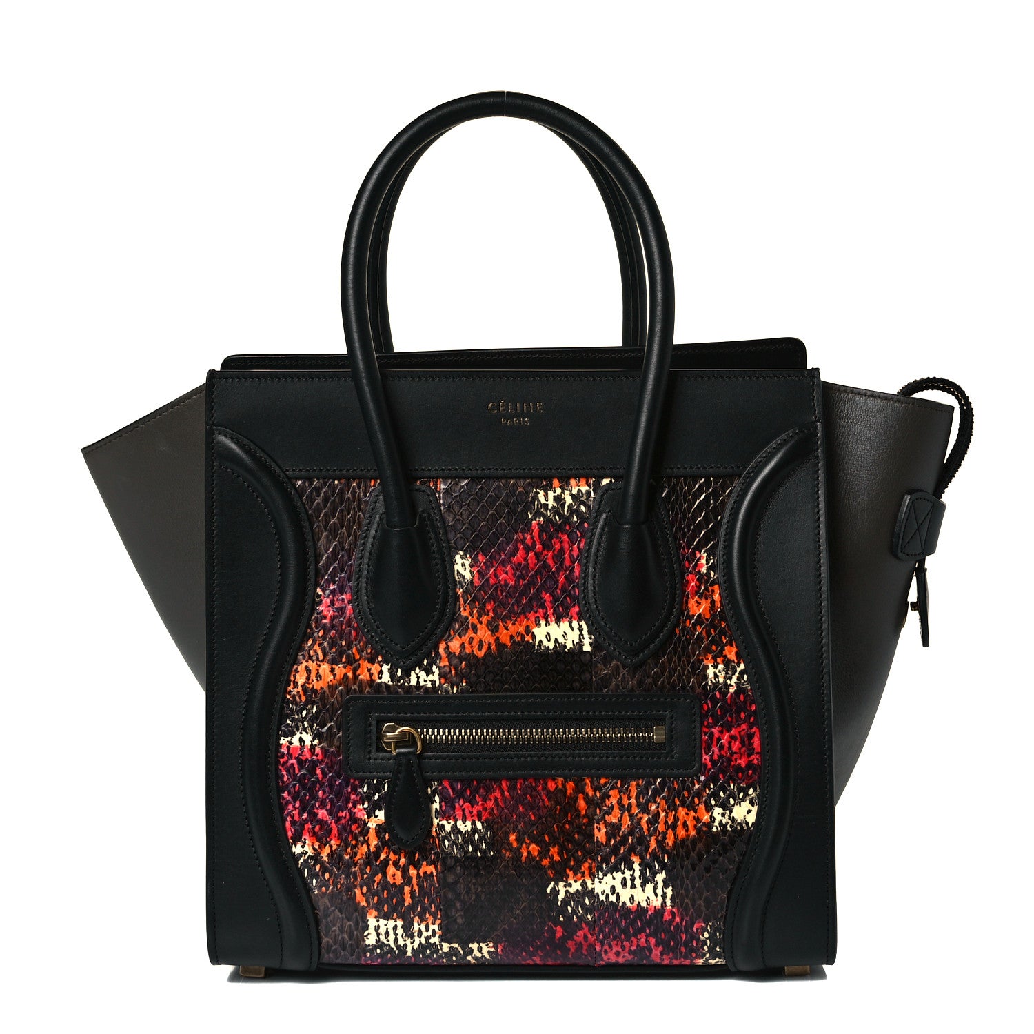 Celine Smooth Calfskin Watersnake Painted Micro Luggage Dark Pink ...