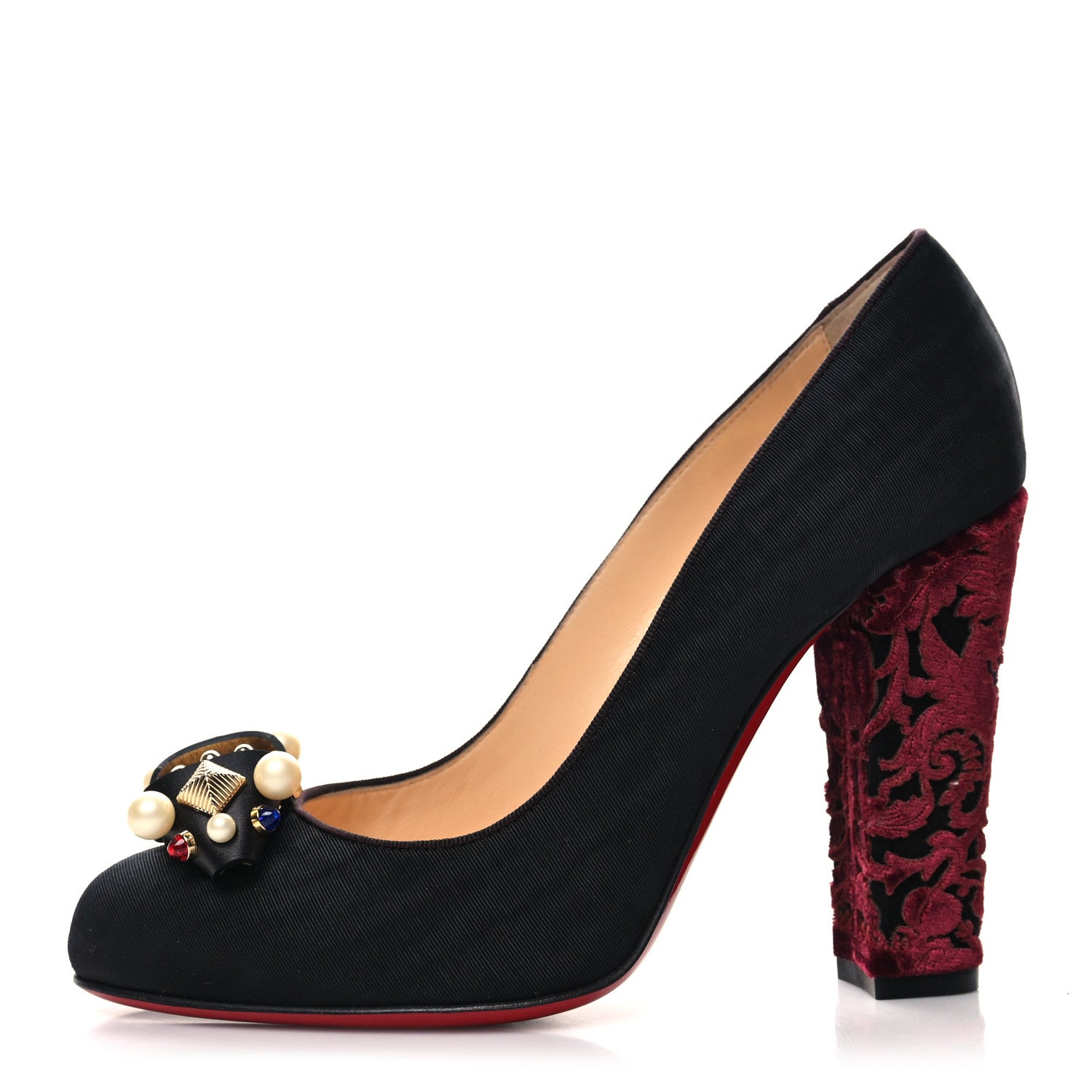 Christian Louboutin Velvet Tudor Soir 100 Block Heels 39 Black 1257483 ...