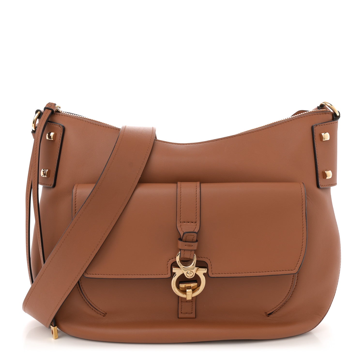 Salvatore Ferragamo Calfskin Fiona Hobo Brown 1663933 – FASHIONPHILE
