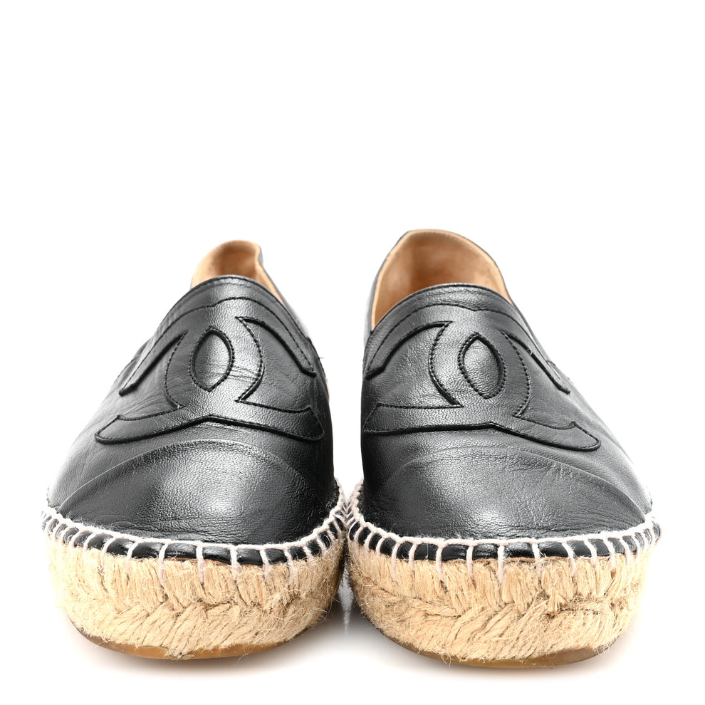 Chanel Lambskin CC Espadrilles 37 Black 1795359 – FASHIONPHILE