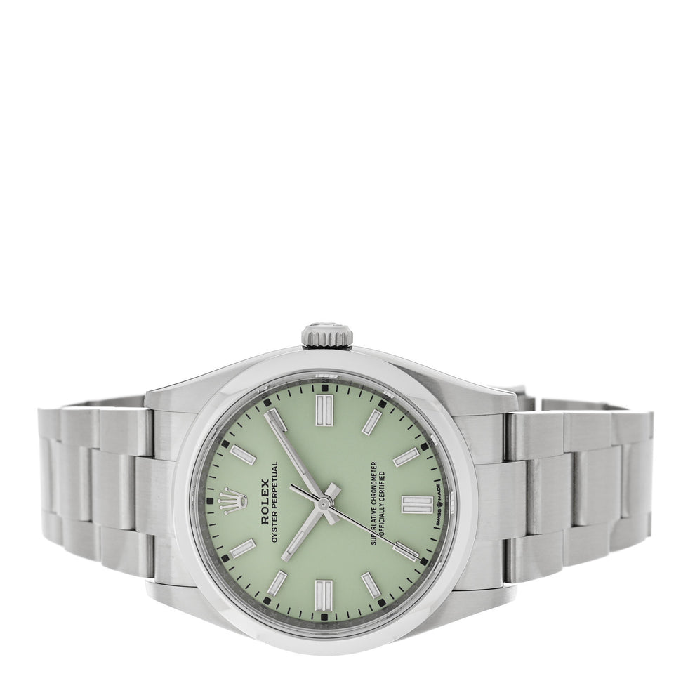 Rolex Stainless Steel 36mm Oyster Perpetual Watch Pistachio 126000 1752283 – FASHIONPHILE