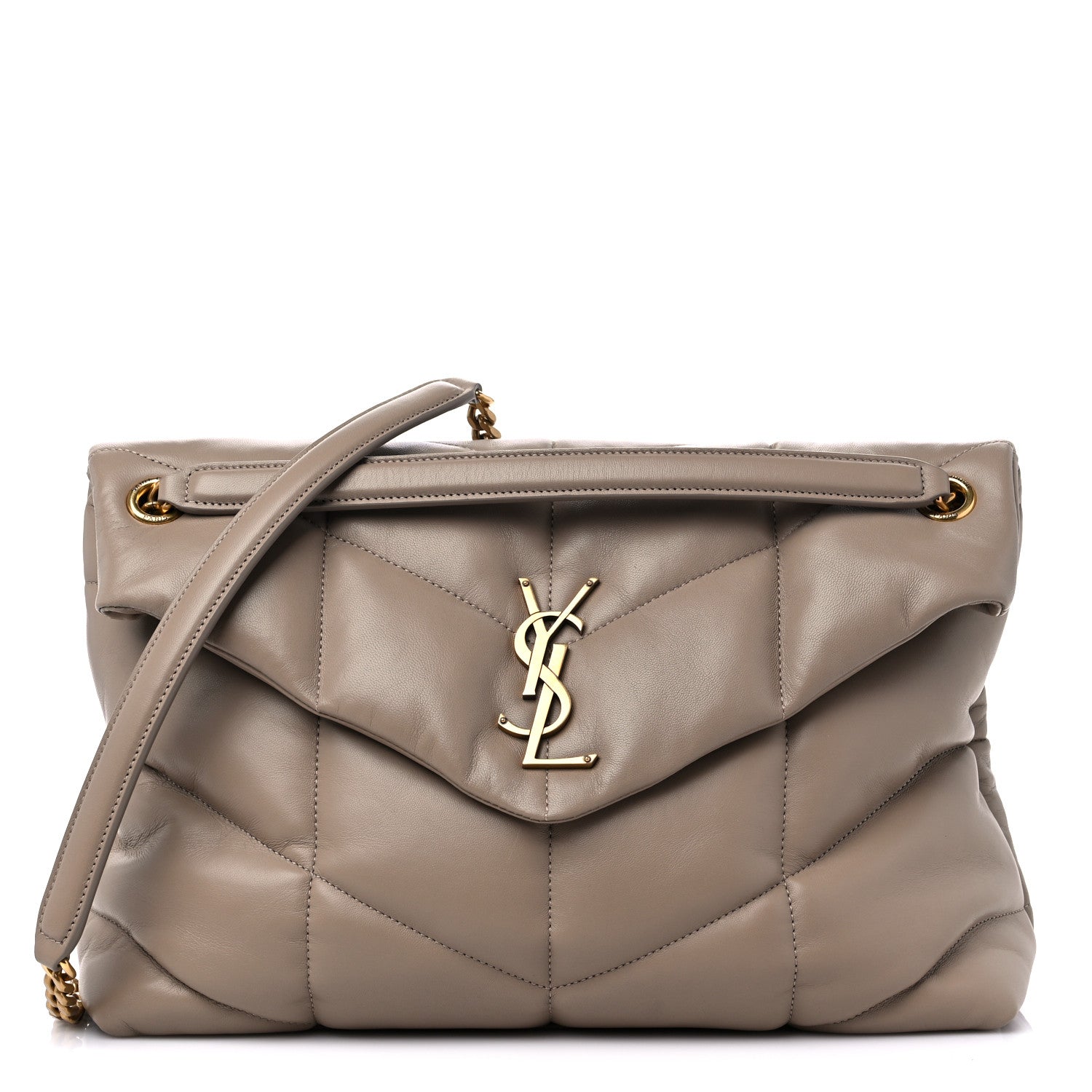 Saint Laurent Lambskin Quilted Medium Loulou Puffer Monogram Chain ...