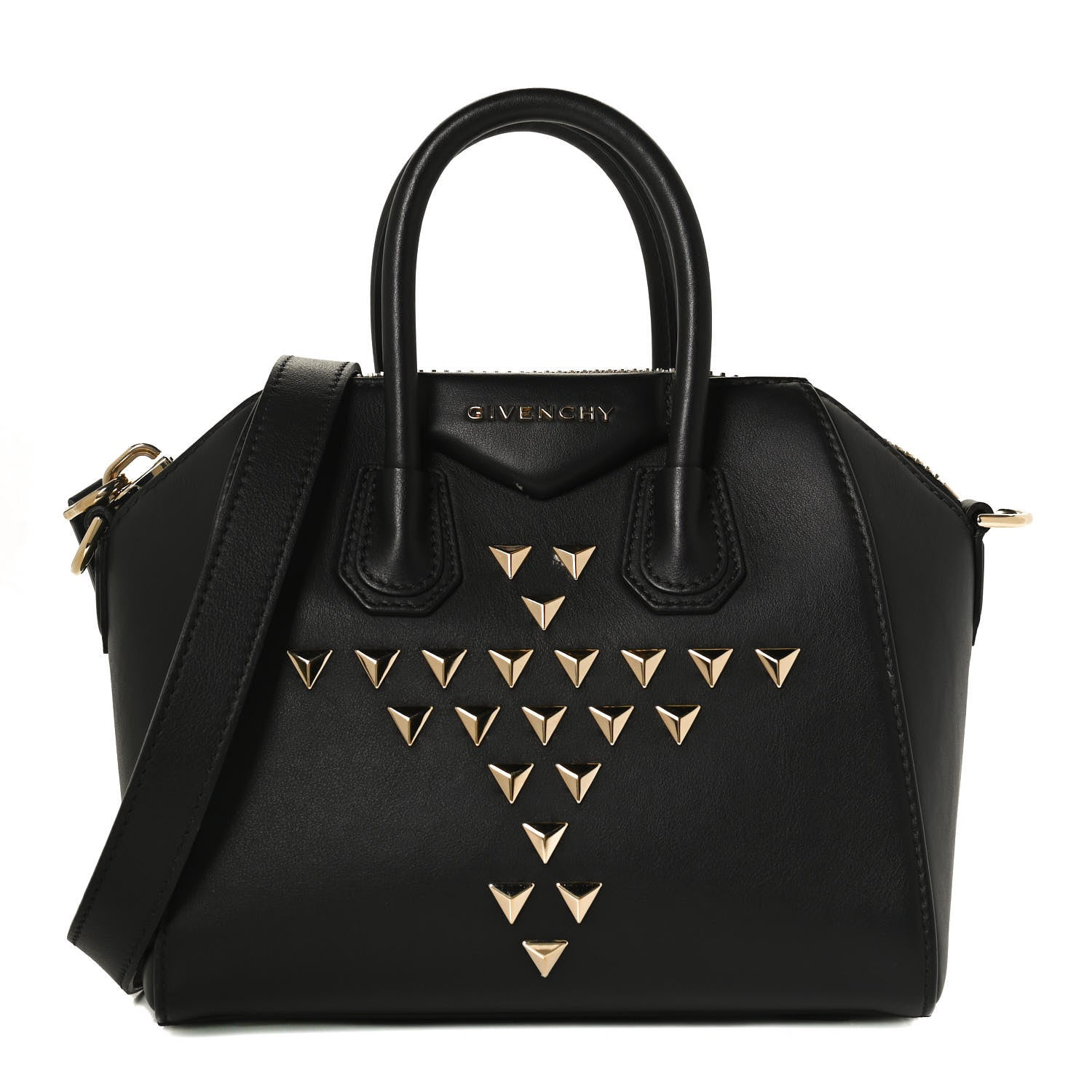 Givenchy Calfskin Triangle Studded Small Antigona Black 1066019 ...