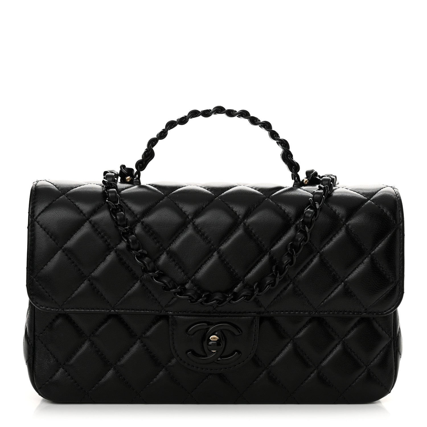 Chanel Lambskin Quilted Coco Pop Top Handle Flap Black 1607274 ...