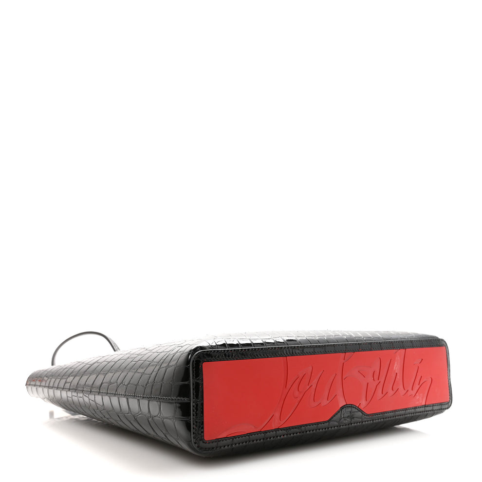 Christian Louboutin Patent Calfskin Crocodile Embossed Spikes Zipped ...
