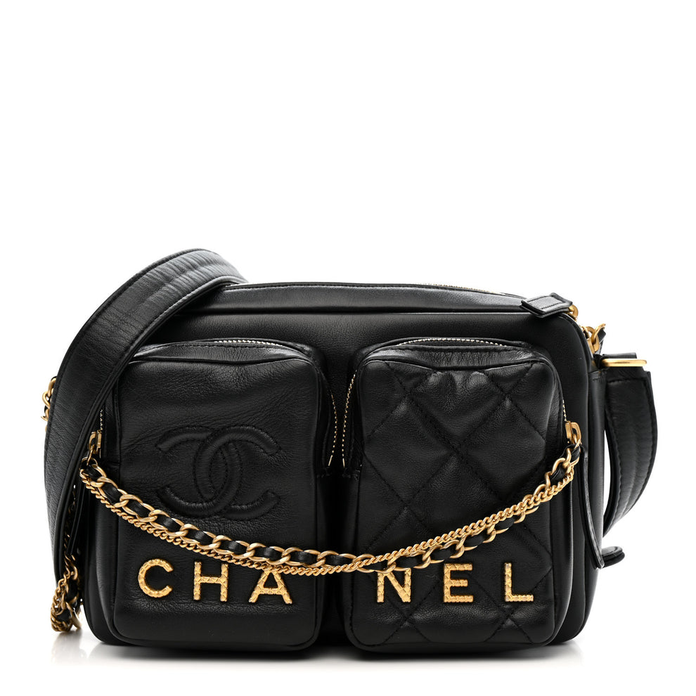 Chanel Calfskin Quilted Large Camera Case Black 1795372 – FASHIONPHILE