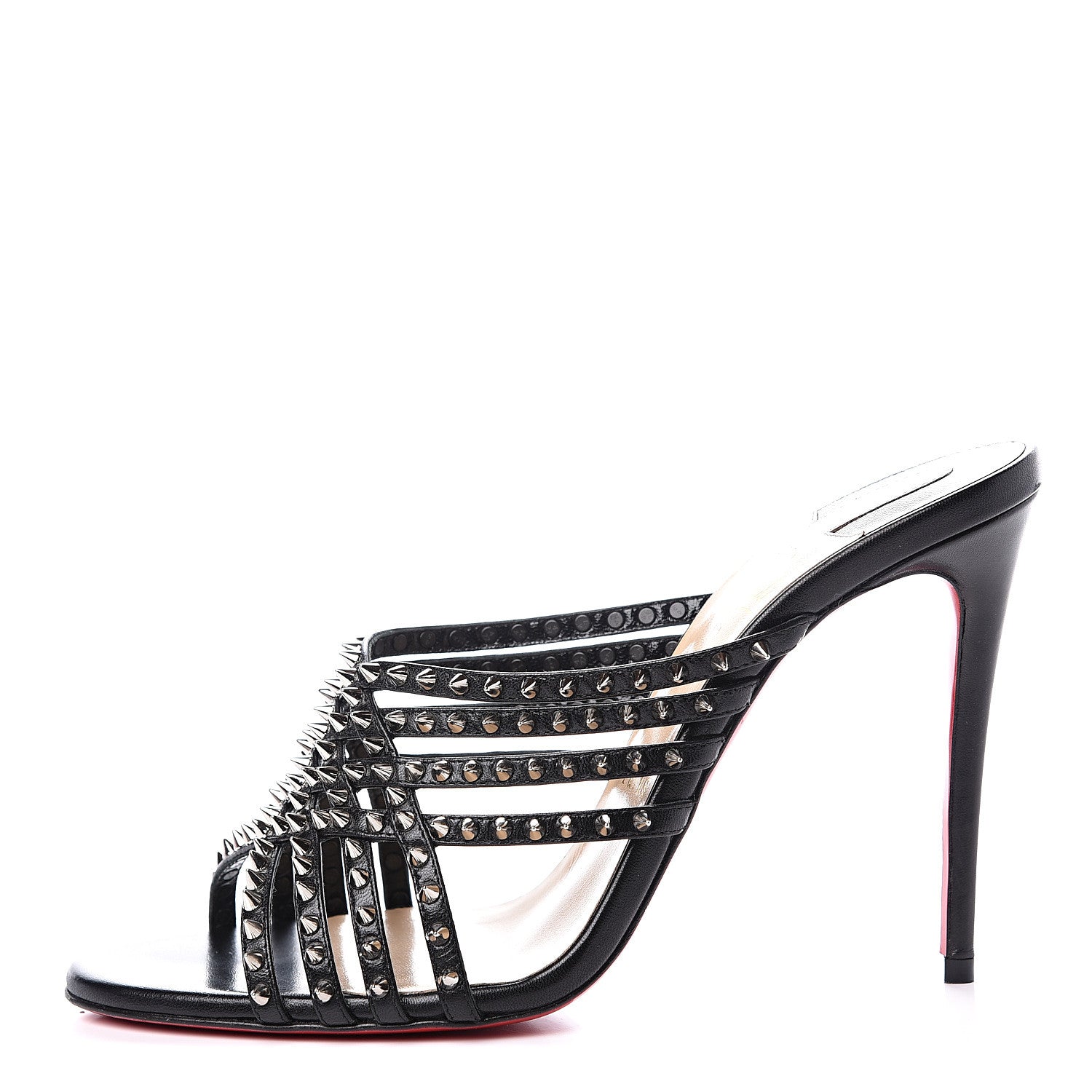 Christian Louboutin Kid Studded Marthaspike 100 Slide Sandals 38.5 ...