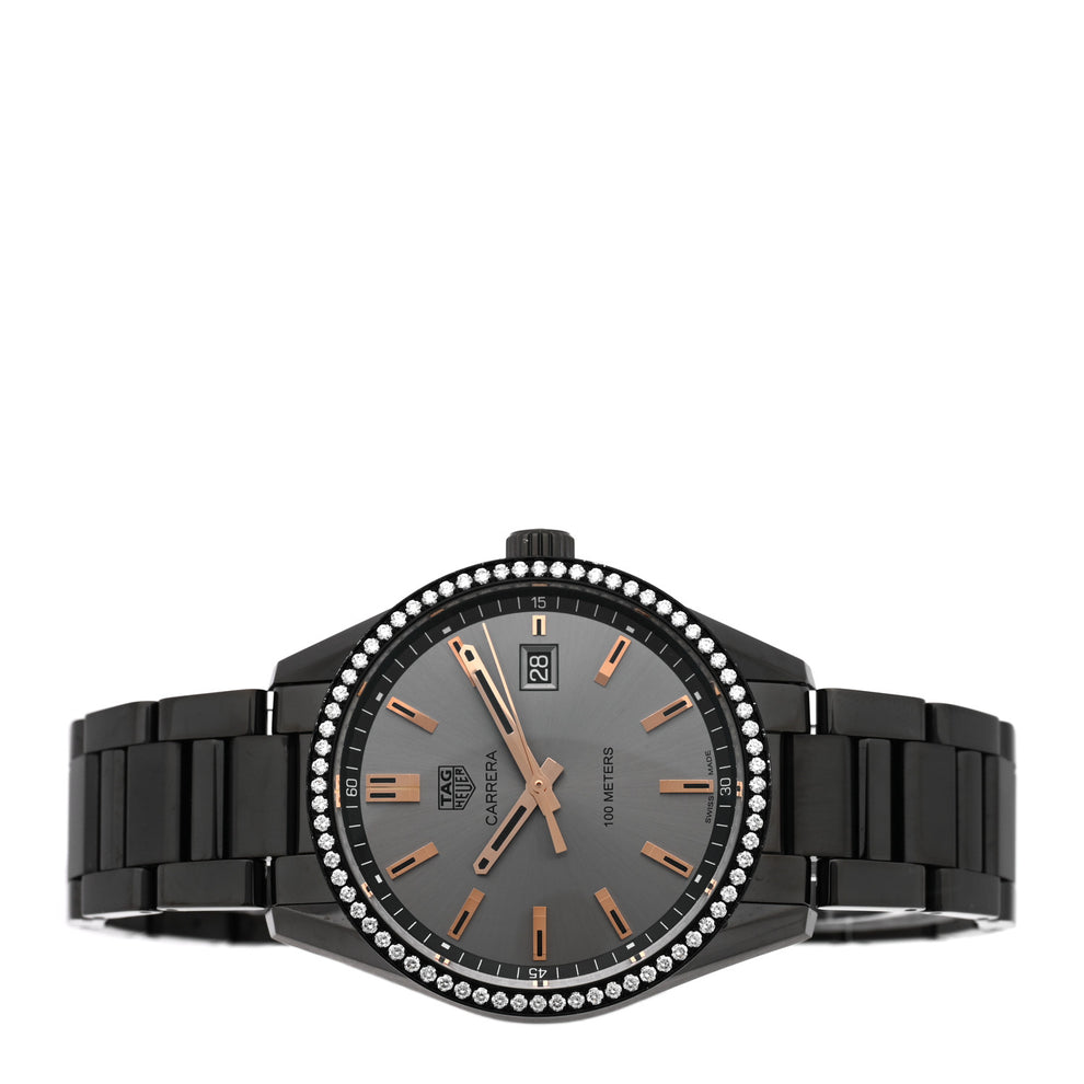 Tag Heuer Stainless Steel Diamond Bezel 39mm Carrera Lady Quartz Watch ...