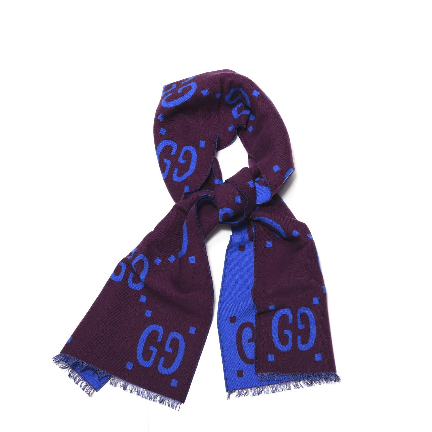 Gucci Wool Silk Monogram Jumbo GG Freedom Scarf Lacquer Blue 580805 ...