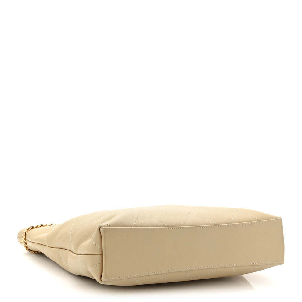 Chanel Calfskin Stitched Small Shopping Tote Dark Beige 1805546 ...