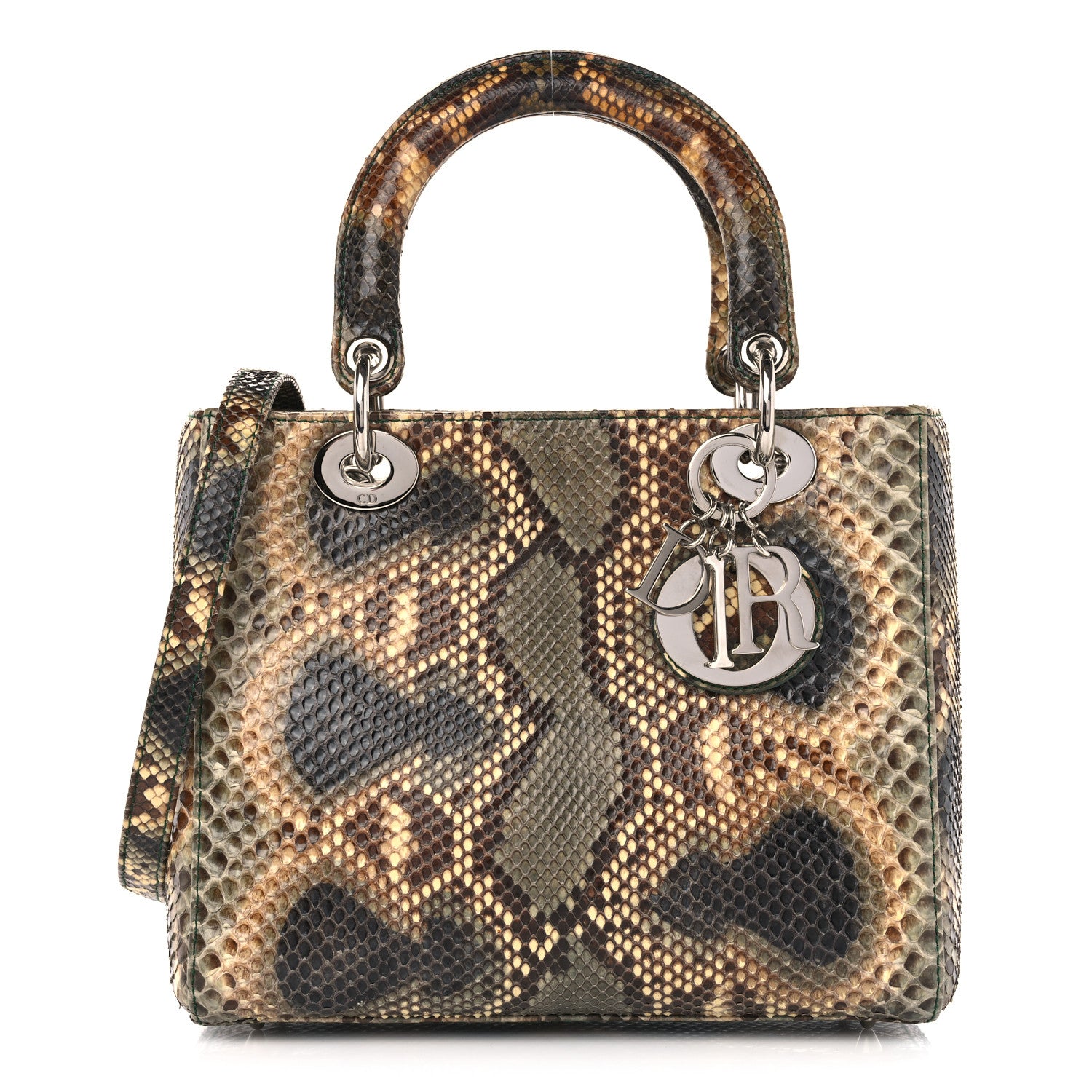 Christian Dior Snakeskin Medium Lady Dior Brown Multicolor 1551818 ...