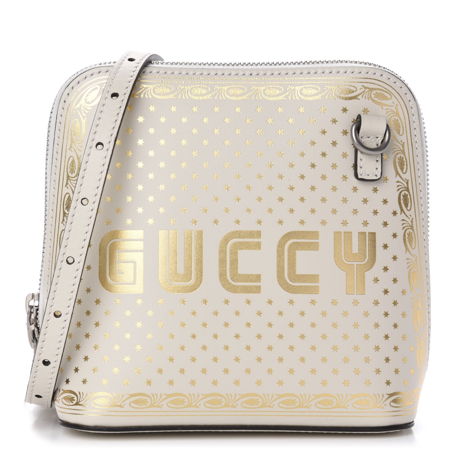 Gucci X SEGA Calfskin GUCCY Stars Mini Dome Shoulder Bag Mystic White ...