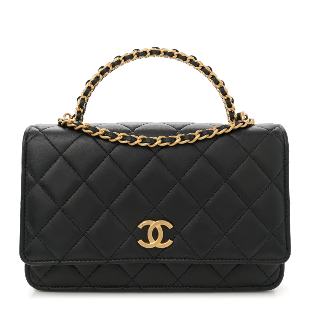 Chanel Lambskin Quilted Pick Me Up Wallet On Chain WOC Black 1807387 ...
