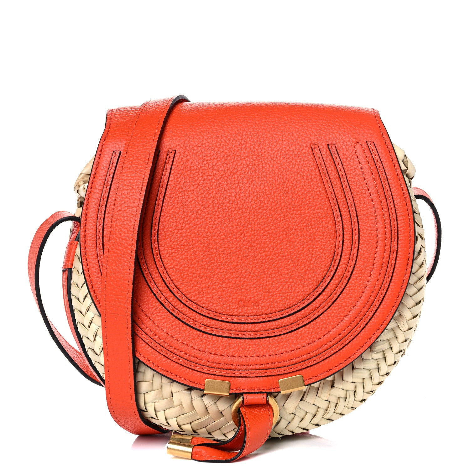 Chloe Raffia Calfskin Marcie Basket Small Marcie Round Crossbody Bag ...