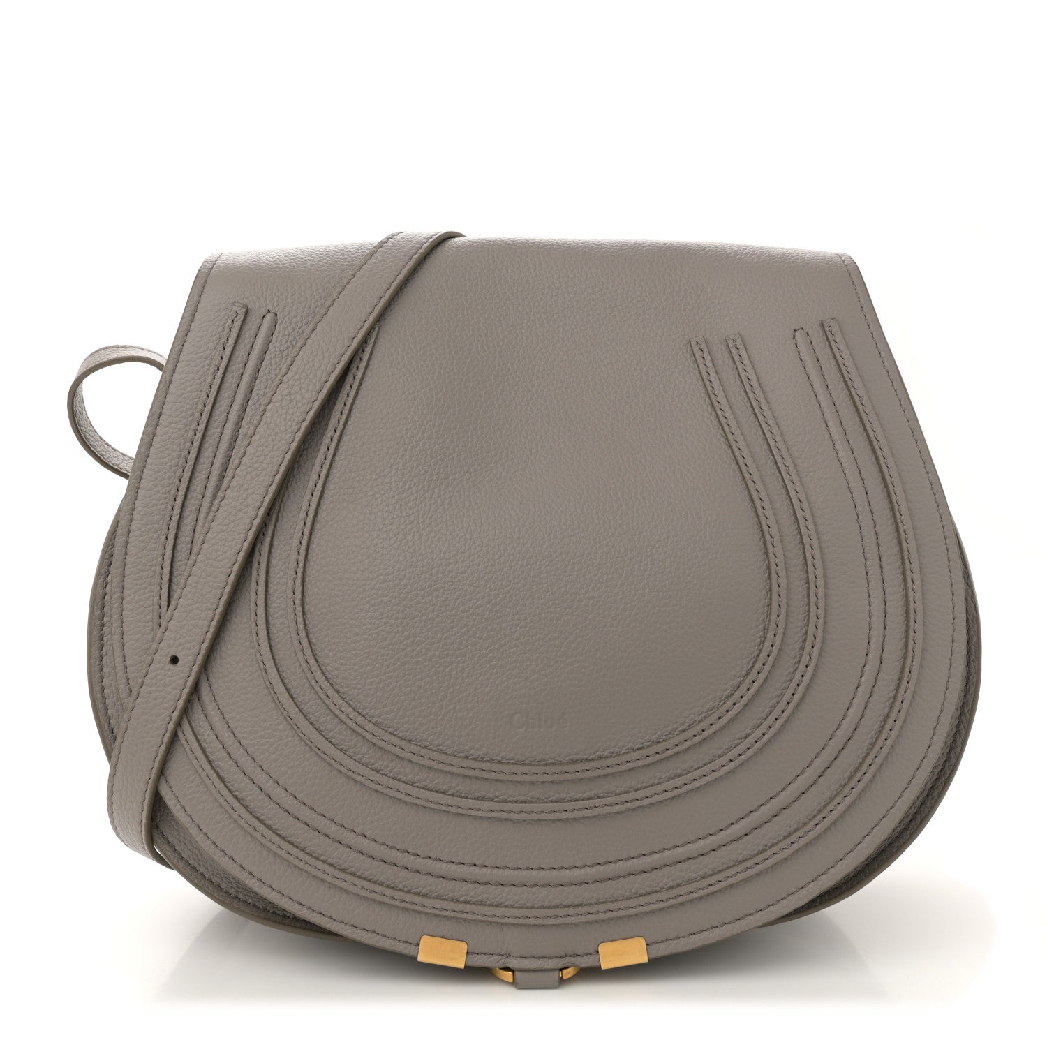 Chloe Grained Calfskin Medium Marcie Saddle Bag Cashmere Grey 1729843 ...