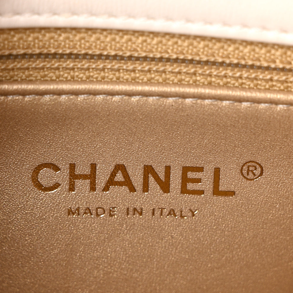 Chanel Lambskin Quilted Small CC Crystal Logo Chain Flap White 1764671 ...