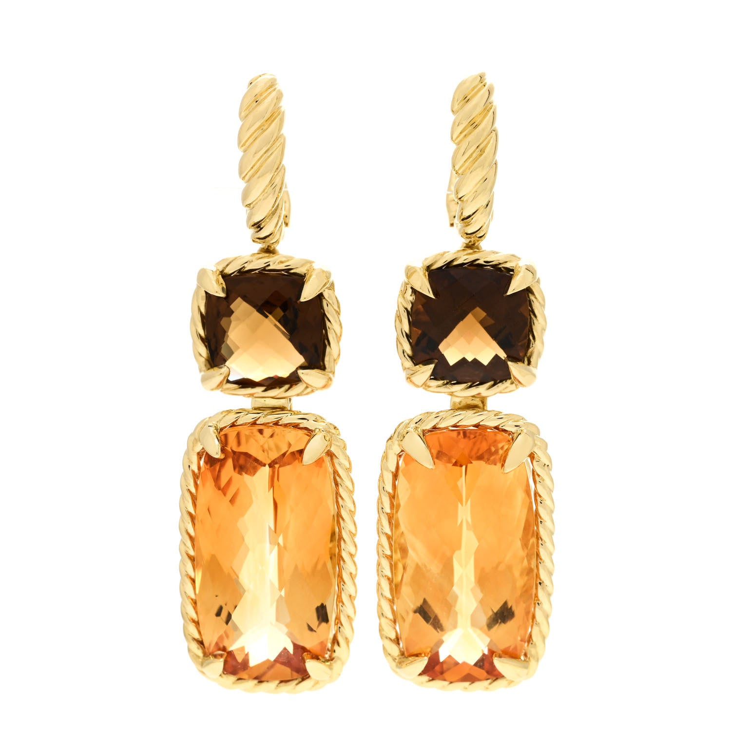 David Yurman 18K Yellow Gold Citrine Smoky Quartz Chatelaine Drop ...