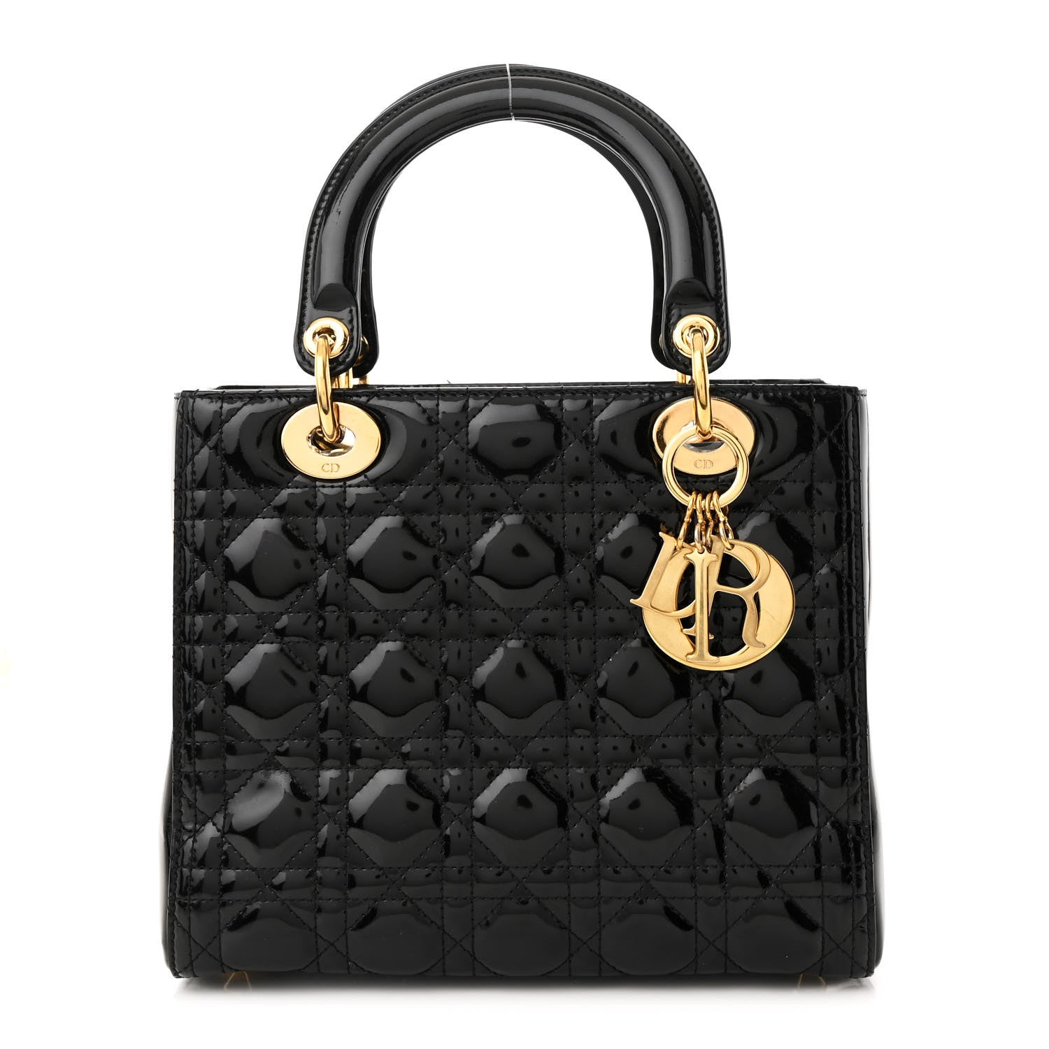Christian Dior Patent Cannage Medium Lady Dior Black 1723714 – FASHIONPHILE