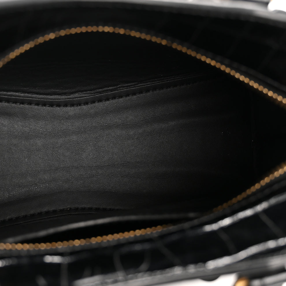 Balenciaga Shiny Supple Calfskin Crocodile Embossed Neo Classic Gold ...