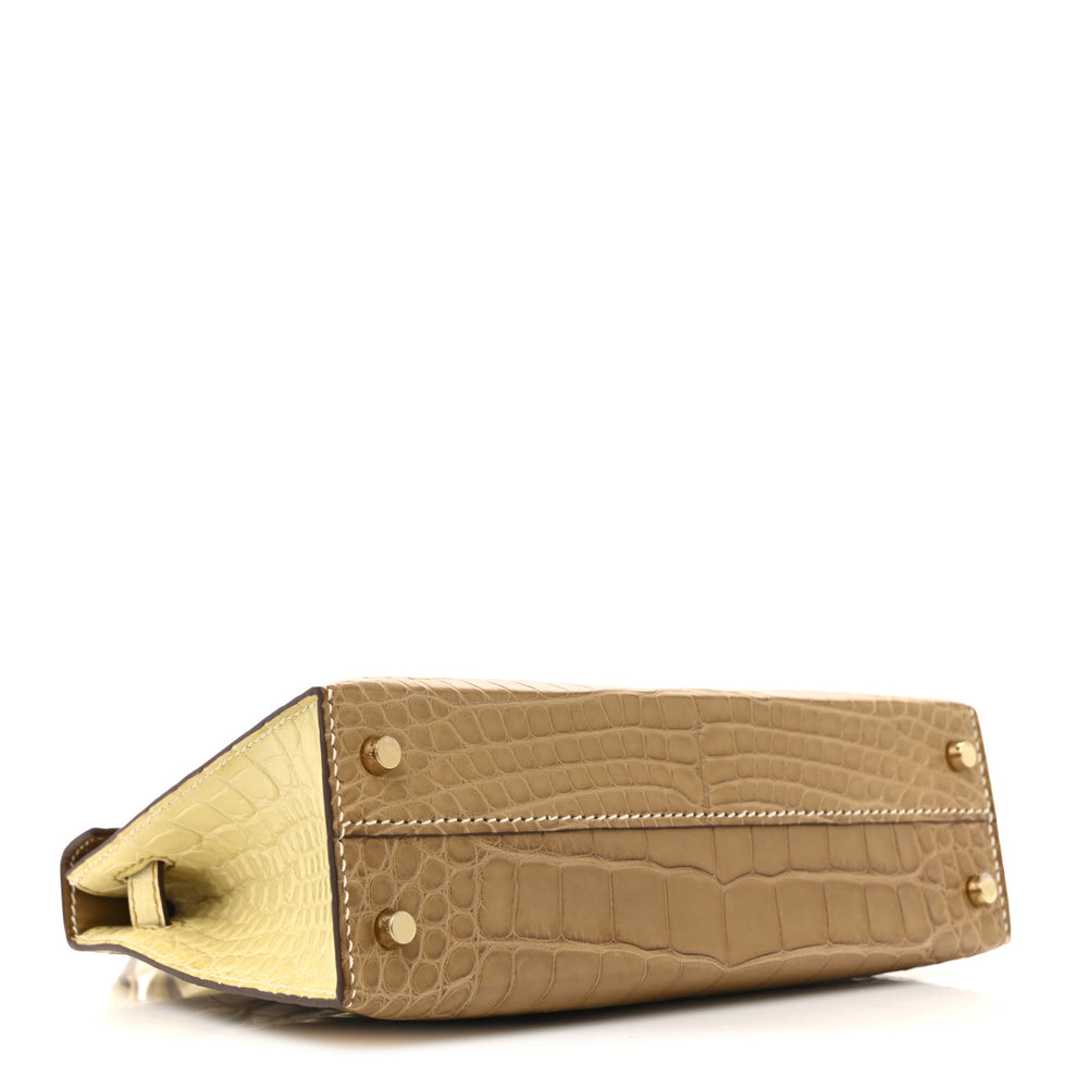 Hermes Matte Alligator Horseshoe Mini Kelly Sellier 20 Kraft Vanille ...