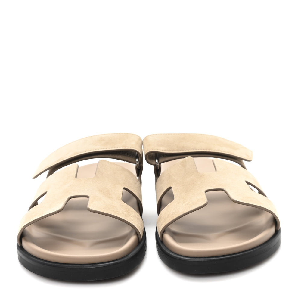 Hermes Suede Goatskin Womens Chypre Sandals 41 Beige Sable 1803750 ...